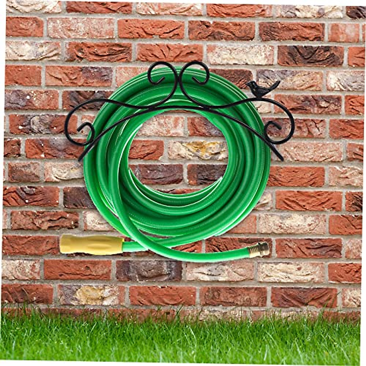 JEWEDECO Hose Wrought Iron Frame Garden Hose Hanging Hook Hose Holder Decorative Garden Hose Storage Outdoor Hose Garden Hose Reels for Outside Water Hose Hanger Wall Water Pipe Bracket