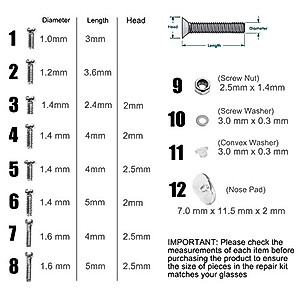 Specialized Glasses & Sunglasses Repair Kit with 1100 Screws, a Driver and Tweezers.