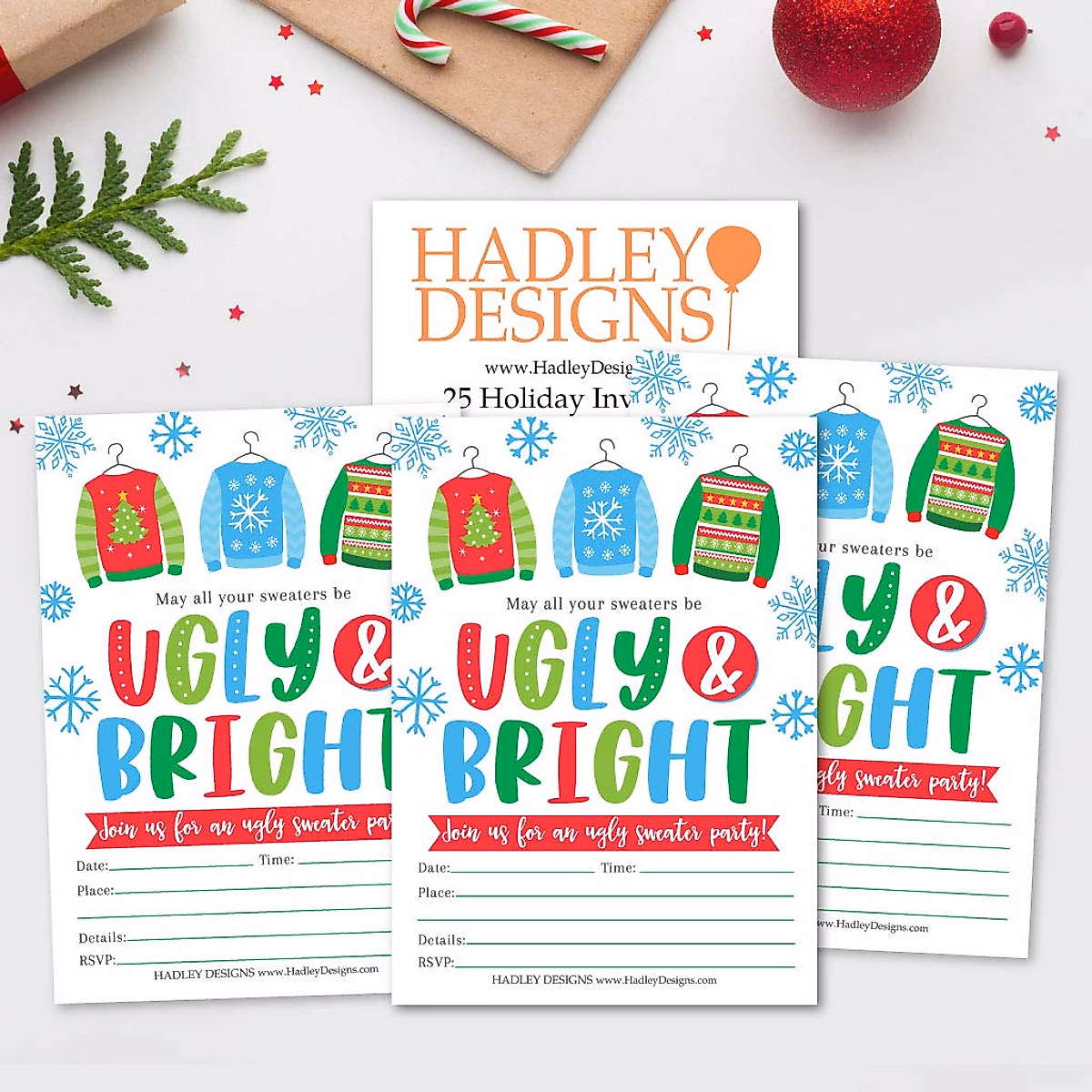 24 Doodle Religious Christmas Cards Boxed With Envelopes, 25 Holiday Party Invitations, Christmas Invite, 50 Holiday Greeting Cards, Blank Winter Postcard Set, Merry Christmas Cards