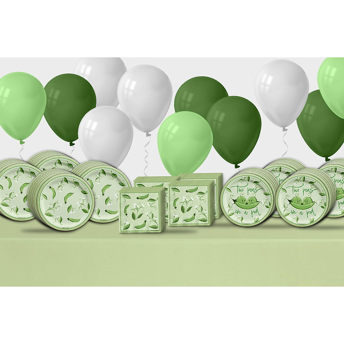 Birthday Galore Two Peas in a Pod Twins Baby Shower Party Tableware Set Includes Plates Napkins | Kit for 24