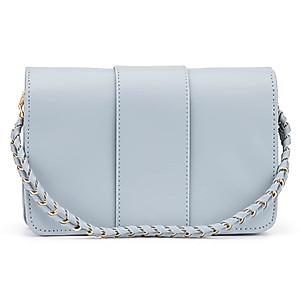 Olivia Miller Women's Fashion Liam Faux PU Leather w Buckle Detail n Front Flap, Blue Small Crossbody Bag w Removable Strap, Evening Everyday Casual Work Purse Handbag