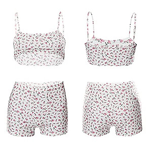 Multitrust Women Two Piece Matching Sets Knit Lounge Set Y2K Crop Tops and High Waist Shorts Summer Loungewear Streetwear (A White, S)