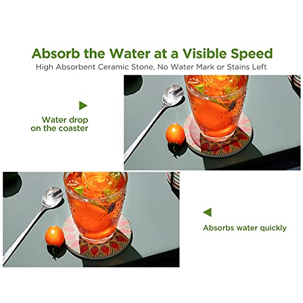 InnoGear Coasters, Coasters for Drinks Absorbent Ceramic Coasters for Coffee Table Wooden Table Cork Coasters Heat-Resistant Reusable Drink Coaster, Gift for Birthday Housewarming Kitchen Bar