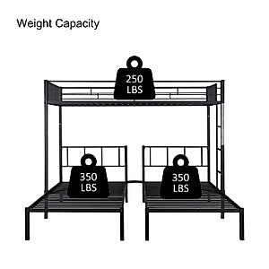 Harper & Bright Designs Twin Over Twin Bunk Beds for 3, Metal Triple Bunk Bed with Guardrails for Kids, Teens, Boys, Girls (Black)