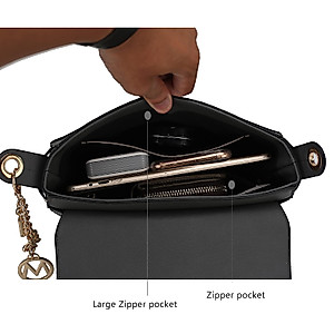 MKF Collection Shoulder Bag for Women, Snake Embossed Vegan Leather Color Block Crossbody Handbag Purse