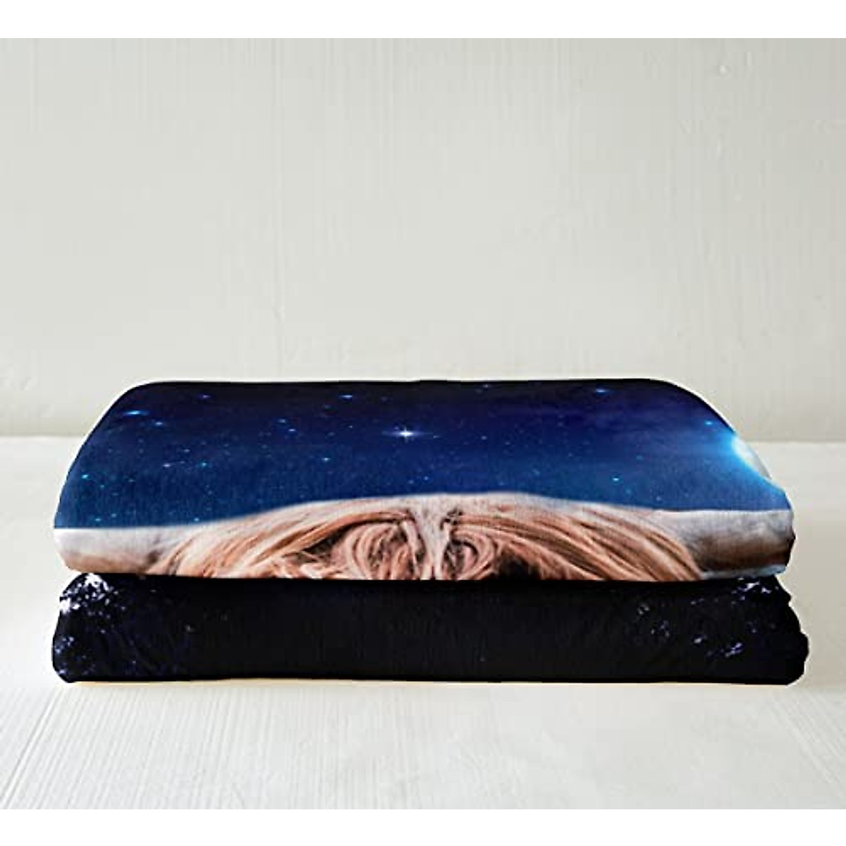 Highland Cow Fleece Blanket 50"x60",Glitter Stars Moon Pineforest Bed Blanket Brown Longhorn Bull Cattle Throw Blanket Western Animals Blanket Natural Scenery Art Soft Warm Cozy Sofa Decor