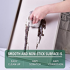 17 Inch Cookie Baking Sheet Pan Jelly Roll Pan, Nonstick Cookie Sheet for Baking, Baking Sheets for Nonstick Oven Pan, Thicker Carbon Steel Oven Baking Tray for Roasting Meat Bread Jelly Roll(Gold)