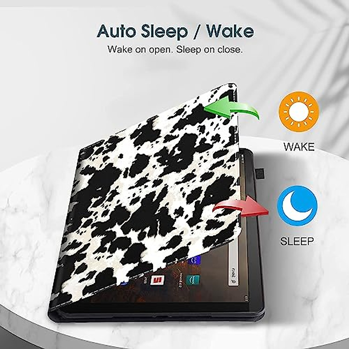 Case for All-New Amazon Kindle Fire 7 (2022 Release-12th Generation), Multi-Angle Smart Stand Cover Auto Sleep/Wake for Amazon Kindle Fire HD 7 Tablet，Cow Skin Pattern