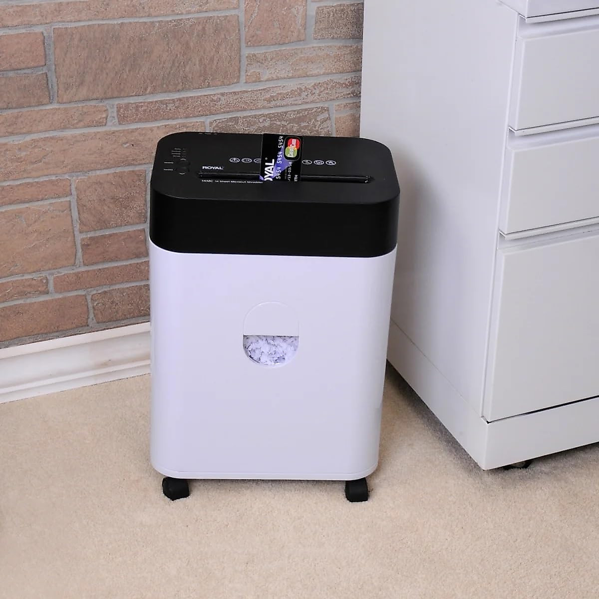 Royal Shredder Micro-Cut Paper Shredder, 14-Sheet, Black/White