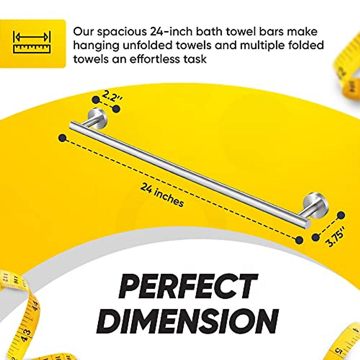 Above Mode – 24 Inch Sturdy Brushed Stainless Steel Towel Bar to Hang Your Towel Smoothly – Wall Mounted & Rust Proof Bathroom Towel Bar