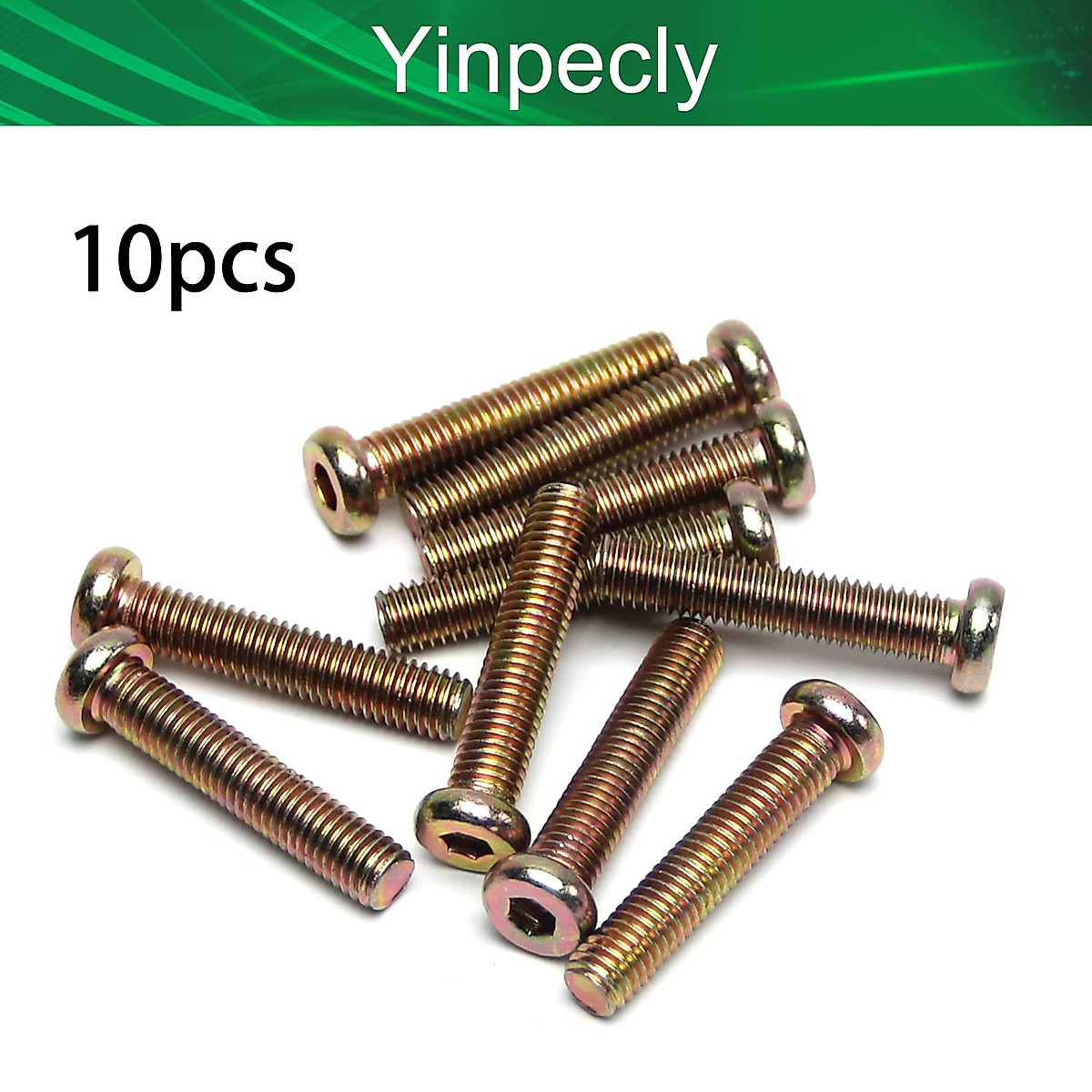 Yinpecly M8 x 40mm Hex Socket Flat Head Screws Furniture Bolts Fastener Full Thread Carbon Steel Colorful 10pcs