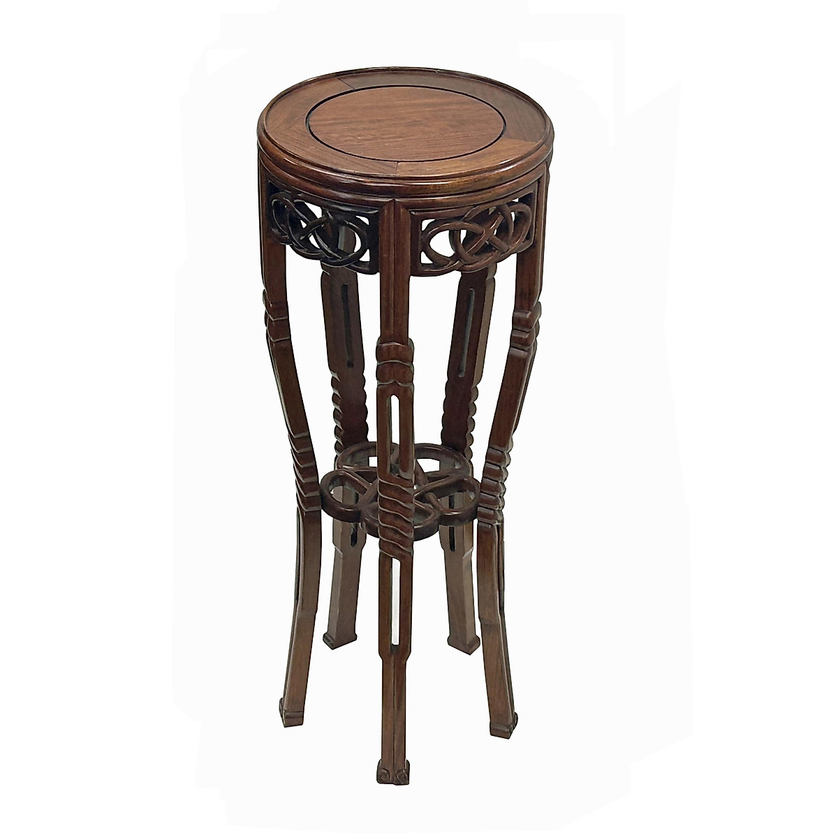 Chinese Oriental Round Brown Ru Yi 5 Legs Plant Stand Pedestal Table Acs7710