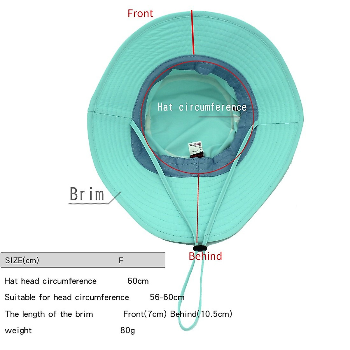 LLmoway Outdoor UPF50+ Summer Sun Cap Lightweight Packable Dry Fit Bora Boonie Hat with Cords Aqu Aqua Blue