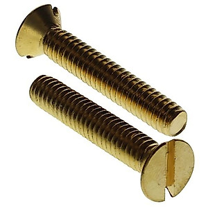 #10 x 3/4 Brass Machine Screw Flat Countersunk Head Slotted Drive - (Pack of 100 pcs), Solid Brass Plain Finish, Length: 3/4 inches, Thread Size: #10-32, Fine Thread UNF