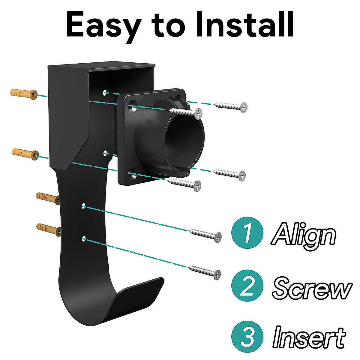 MAX GREEN Wall-Mount Connector Holster Dock,Nozzle Holster Dock with Screws for SAE J1772 EVSE Electric Vehicle EV Charger Holder