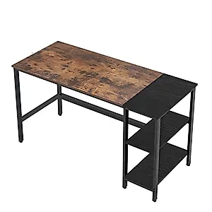 SogesHome 55inches Trestle Desk, Home Office Computer PC Desk with 2-Tier Shelves, Working Gaming Desk Study Desk Workstation Writing Table for Bedroom Living Room, School, Apartment