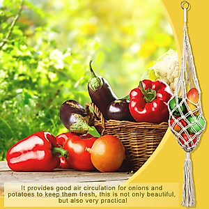 Geiserailie 2 Pieces Hanging Fruit Basket Macrame Hanging Basket Vegetable Breathable Storage decor for Potato Onion and Fruit Storage Boho Decor for Kitchen