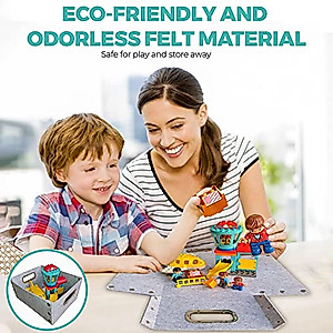 SAM AND MABEL Felt Storage Basket with Handles - (Pack of 3) Collapsible Magazine Basket Organizers for Closet and Shelves, Decorative Fabric Storage Bins for Toys, Books, Clothes, Diapers