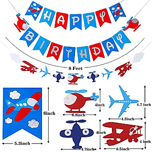 Airplane party decorations, Airplane birthday party supplies,Happy Birthday Banner Airplane Aircraft Garland Foil Latex Balloons Cake Cupcake Toppers for Kids Plane Theme Party Baby Shower Supplies