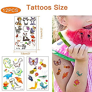 Konsait Temporary Tattoos for Kids, Glow In The Dark Mixed Style Cartoon Tattoo, Luminous Unicorn Mermaid Butterfly Animal Dinosaur Pirate Car Space Fake Tattoo, Boys Girls Party Favor Supplies