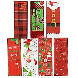 Iconikal Heavy-Duty Christmas Wine Bottle Gift Bags, 7-Pack
