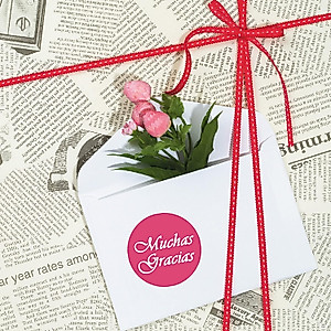 Top label Spanish Thank You Stickers, 1.5 Inch Round Stickers, 300 Pcs Per Pack