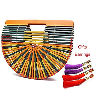 Women Handbag Beach Bags Summer Luxury Designer Bamboo Handbags Ladies Handmade Purse Pink 28cm