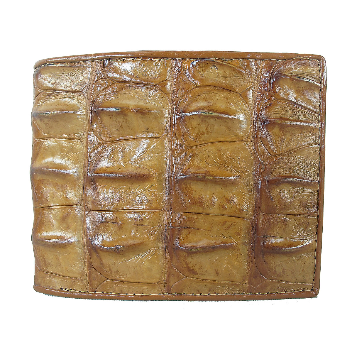 Pelgio Genuine Crocodile Alligator Backbone Skin Bifold Wallet (Tan Brown)