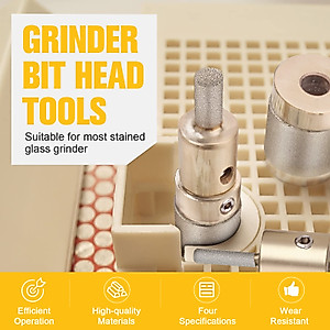 1 3/4 1/4 1/8 Inch Stained Glass Diamond Grinder Bit Head Tools 4 Sizes Brass Core Stained Glass Grinder Bits & Diamond Grinder Bit Head Tools, Stain Glass Tools and Supplies for Stained Glass