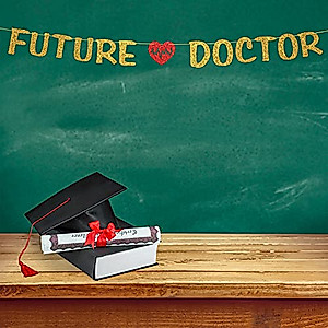 KakaSwa Glittery Future Doctor Banner, Doctor Graduation Sign, Medical Doctor Graduation Party Decorations, Gold