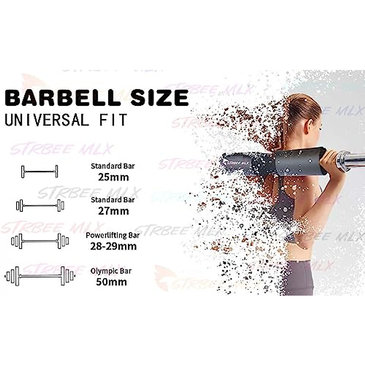 Squat Pad Barbell Pad Hip Thrust Pad Barbell Cushion Foam Sponge for Squat,Lunge,Weight Lifting Comfort Protection of Shoulders,Neck,Back,Crotch Suitable for Gym Standard Olympic Barbell Black