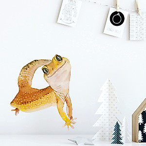 ROFARSO Lifelike Cute Lovely Smiling Lizard Gecko Animal Wall Stickers Removable Wall Decals Peel and Stick Wall Art Decorations Home Decor for Kid Nursery Baby Bedroom Living Room Playing Room Mural