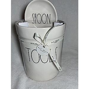 Rae Dunn TOOLS Utensil Holder With SPOON Rest Set Ceramic Very Rare