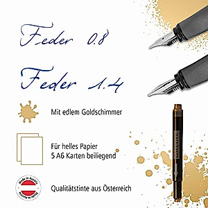 Online 10058 Calligraphy Set I Calligraphy Pen Air Black Rose I Calligraphy Nibs in 2 Line Widths 0.8/1.4 mm I 5 x Ink Cartridges Gold I Gift Set for Calligraphy Fans in Gift Box
