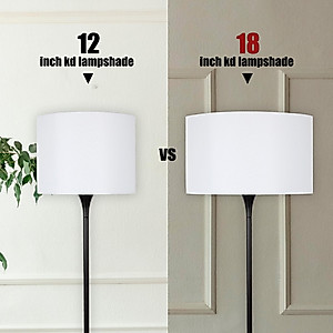 Floor Lamp Living Room 18 Inch Large Size Lampshade Modern Floor Lamp,Foot Switch Floor Lamp Easy to Assemble Standing Lamp, Suitable for Bedrooms, Study Rooms, Offices, Children's Rooms