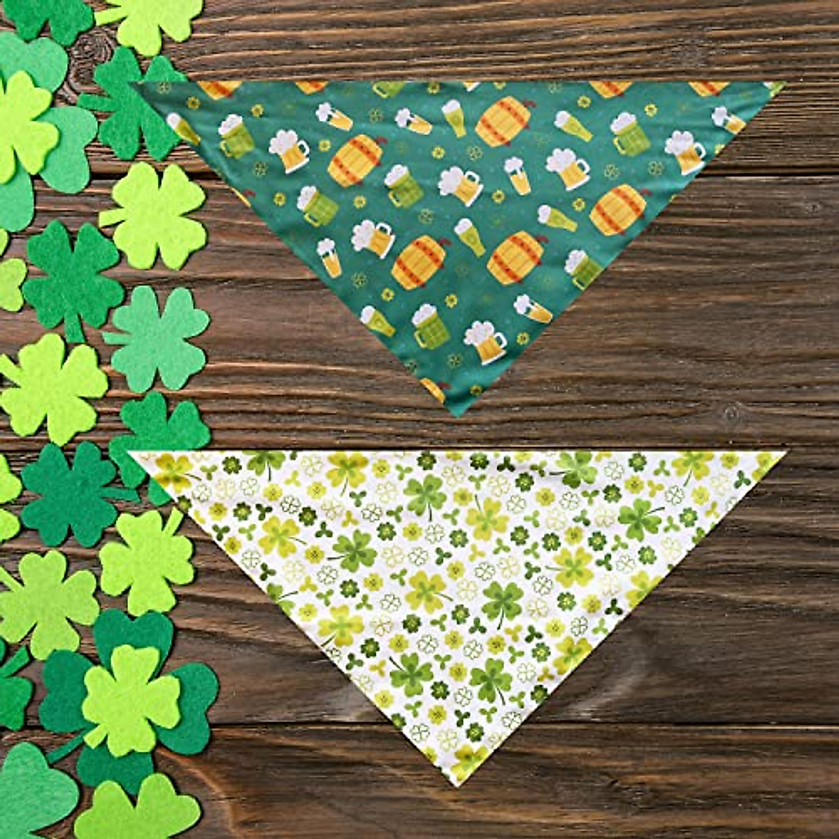 St Patrick Dog Bandana, Holiday Lucky Clover Cat Bib for Large Medium Small Puppies Pets