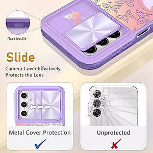 Plakill for Samsung Galaxy A14 5G Case, Cute Stylish Designer Galaxy A14 5G Phone Cases with Slide Camera Cover + Ring Holder,Butterflies Slim Protective Shockproof Hard Clear Cases for A14 5G