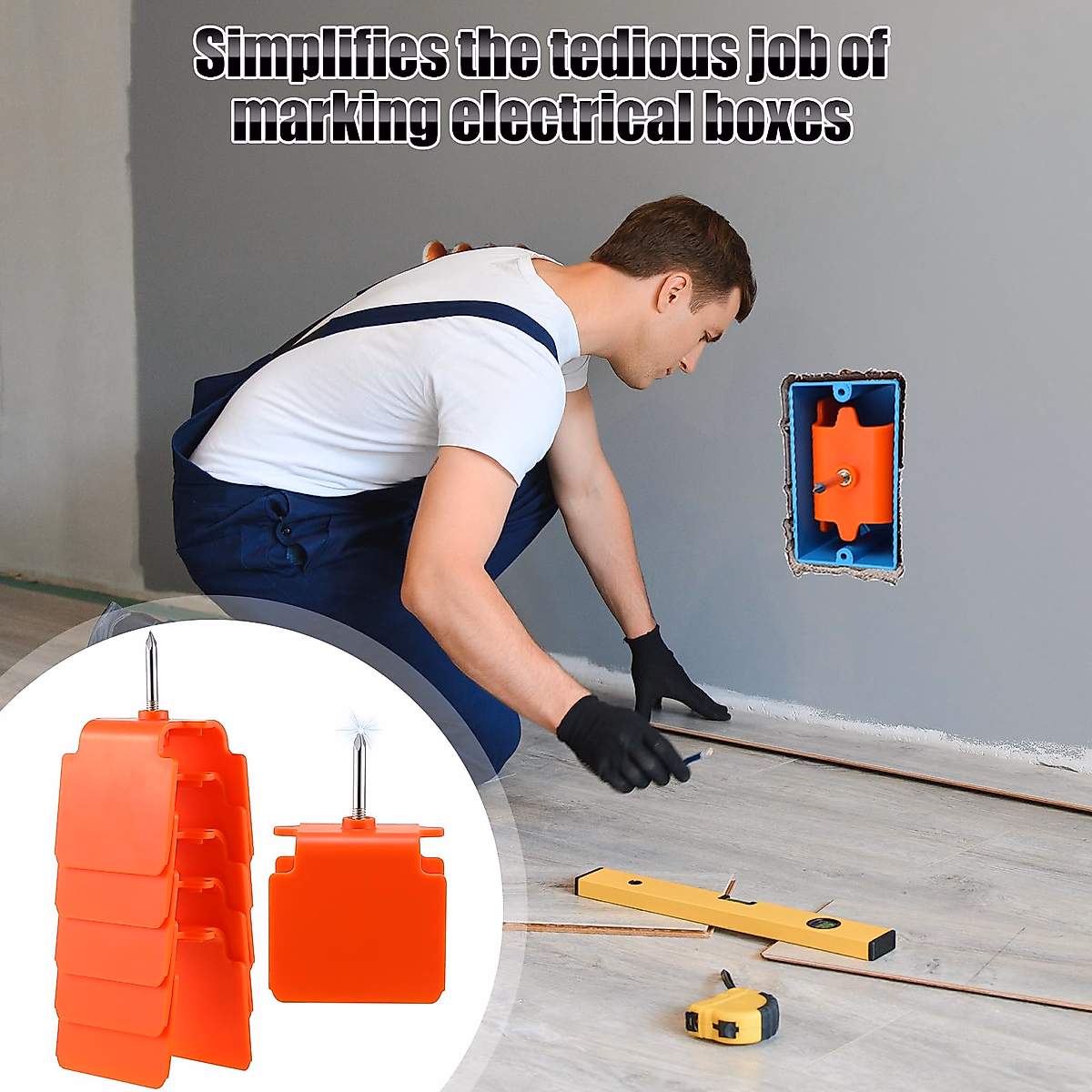 Dreyoo 6 Pack Outlet Marker for Drywall, Blind Mark Dry Wall Electrical Box Locator Tool for Drywall Installation, Drywall Outlet Markers with Metal Tip for Single Gang Outlets Box Wire Protection