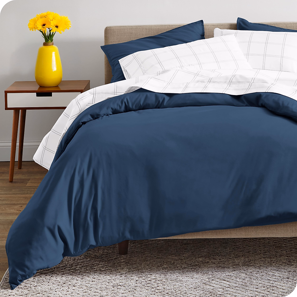 Bare Home 100% Organic Cotton Sateen Duvet Cover Set - Full/Queen Size - Smooth Sateen Weave - Warm & Luxurious - Full/Queen Duvet Cover (Full/Queen, Bering Sea)