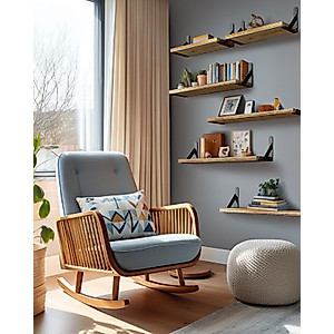 AMADA HOMEFURNISHING Wall Shelves Set of 6, Wood Floating Shelves for Wall Decor, Rustic Farmhouse Wall Shelves for Bedroom, Bathroom Shelves for Wall Storage, Book Shelves for Living Room, Wooden