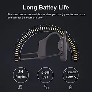 ZKAPOR Bone Conduction Headphones, Open Ear Headphones Sports Wireless Earphones, Bluetooth Headphones with Built-in Mic,Up to 8 Hours Playtime,Waterproof Earphones for Running Workouts(Black)