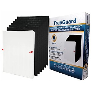 TrueGuard Air Purifier Replacement HEPA Filter Type A for Winix Models| 6 Pre-cut Activated Carbon Prefilters | Compatible with Winix P300, 5300, 5500, 6300, C535, 290, 300, DX95, AP-300PH & More.