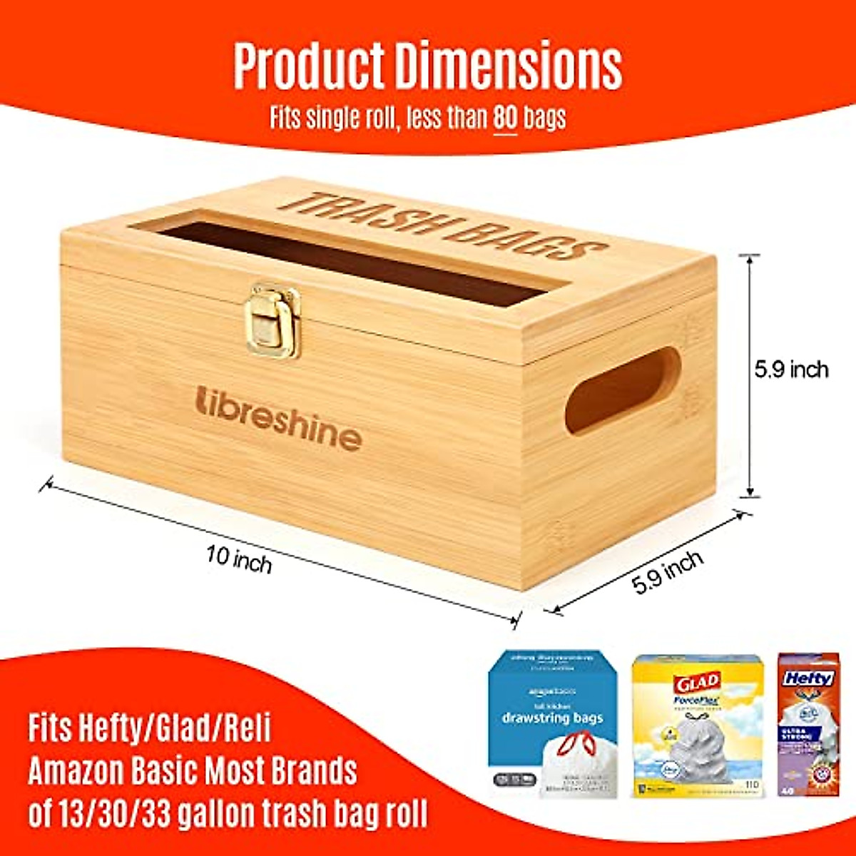 Libreshine Garbage Bag Dispenser Roll Holder, Kitchen Trash Bag Dispenser Wall Mount, Bamboo Trash Bag Organizer Under Sink (Standard)