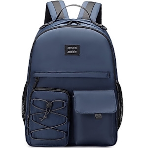 Lohol Water Resistant Backpack for Travel School Work, Casual Daypack with Anti Theft Pocket for Teen Girls Boys (Navy)