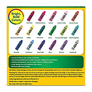 Crayola Shaped Antibacterial Kids Bandages, 100 CT | Great for Birthdays, Party Supplies, Stickers, Stocking Stuffer or White Elephant Gift | Adhesive Bandages for Minor Cuts, Scrapes, & Burns