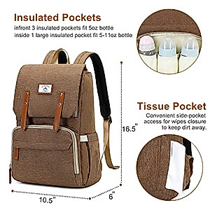 Terzini Bear Small Diaper Bag Backpack, Diaper Bags for Baby with USB Charging Port,Changing mat,Stroller Hooks (Brown)