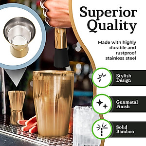 Highball & Chaser Cocktail Shaker Set: Bartender Kit for Home Bar Mixology Cocktail Bar Set Plus E-Book with 30 Recipes (Antique Gold)