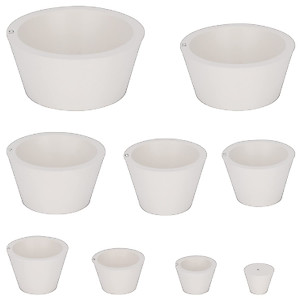 db11 FunChem Filter Adapter Cones, 9 Pack White Wear-Resisting Tapered Collar Rubber Stopper Buchner Funnel Flask Cones Set, Smooth Surface