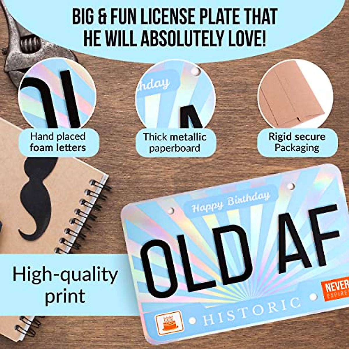 Big 3D Funny Old Man Joke Happy Birthday Greeting Card – Great Happy Bday Gift for Men | for him - Grandfather, father, Dad, Daddy, Brother, Husband, Uncle, stepdad, Boyfriend, bf | Pop Up Letters | 30th 40th 50th 60th 70th 80th 90th [BIG 9 inch X 6 inch