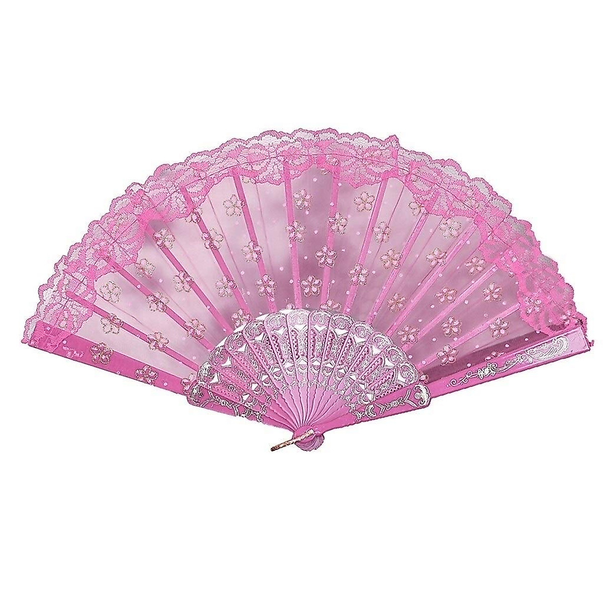 Handmade Folding Fan Folding Held Fan Pattern Dance Wedding Party Lace Folding Hand Held Flower Fan Hand Held Fan Chinese Fan Handheld Fan (Color : C)
